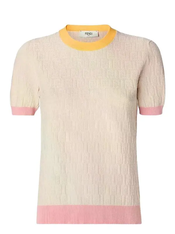 Fendi Textured Knit T-shirt - Neutrals
