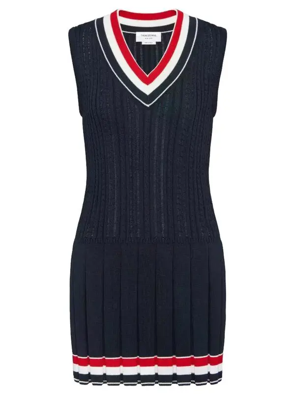 Thom Browne Striped Cable Mini Dress - Blue