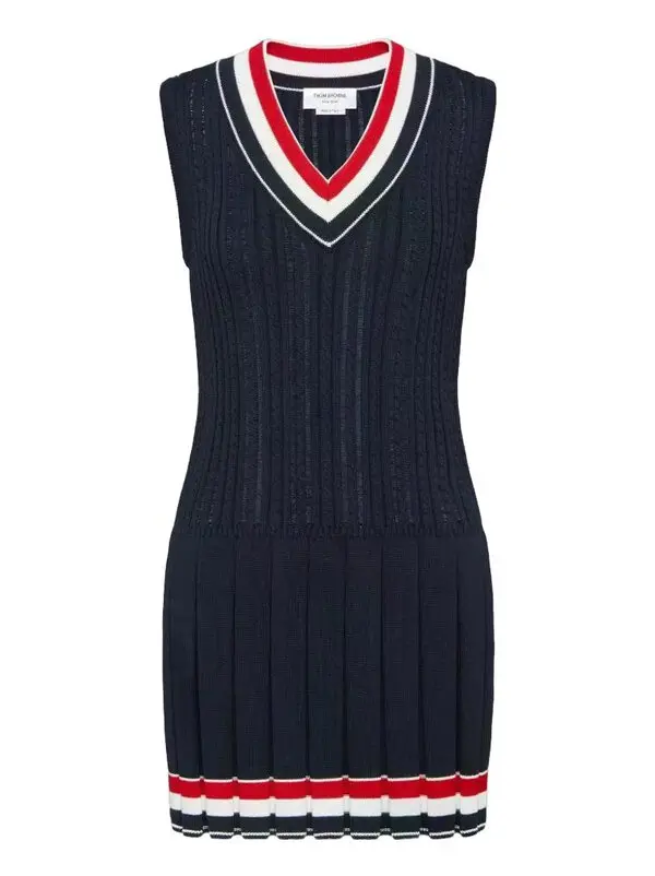 Thom Browne Striped Cable Mini Dress - Blue