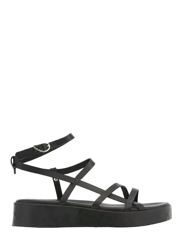ANCIENT GREEK SANDALS Stiliani Leather Platform Sandals - Black
