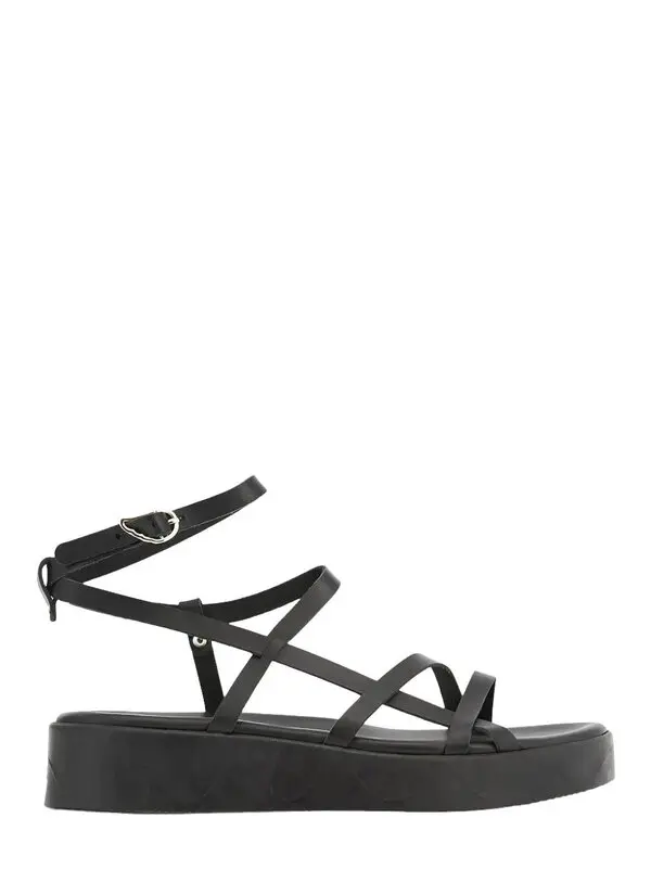 ANCIENT GREEK SANDALS Stiliani Leather Platform Sandals - Black