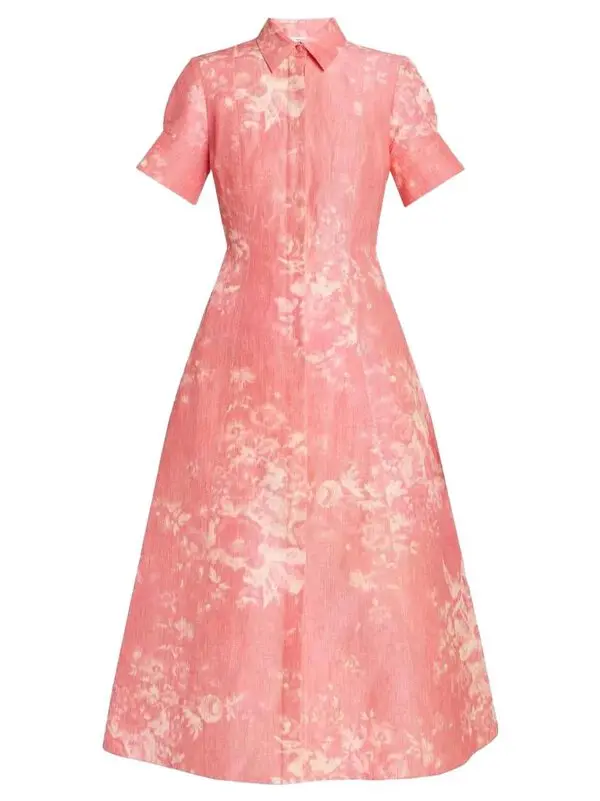 Erdem Floral-print Shirt Midi Dress - Pink