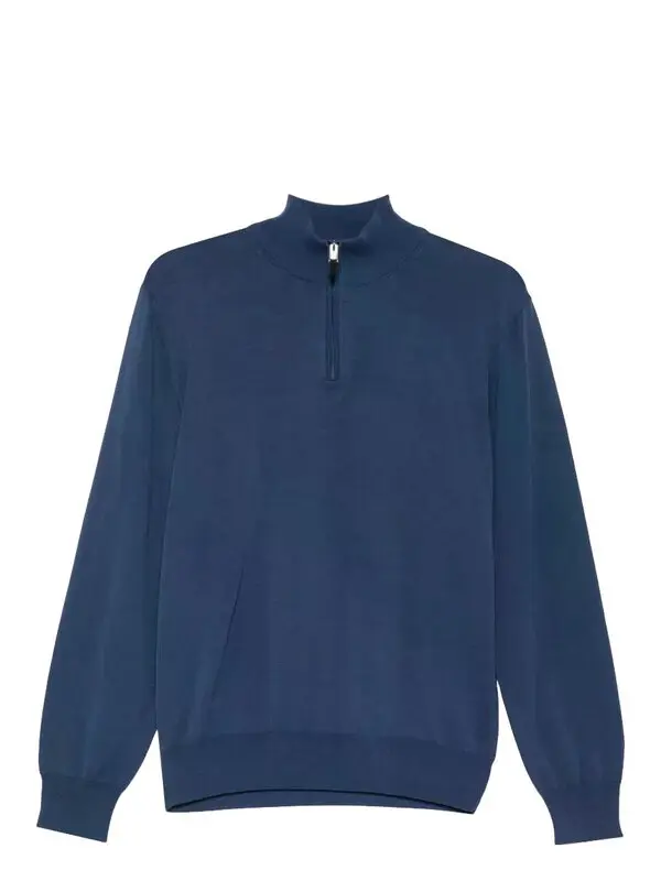Canali Zip-neck Sweater - Blue