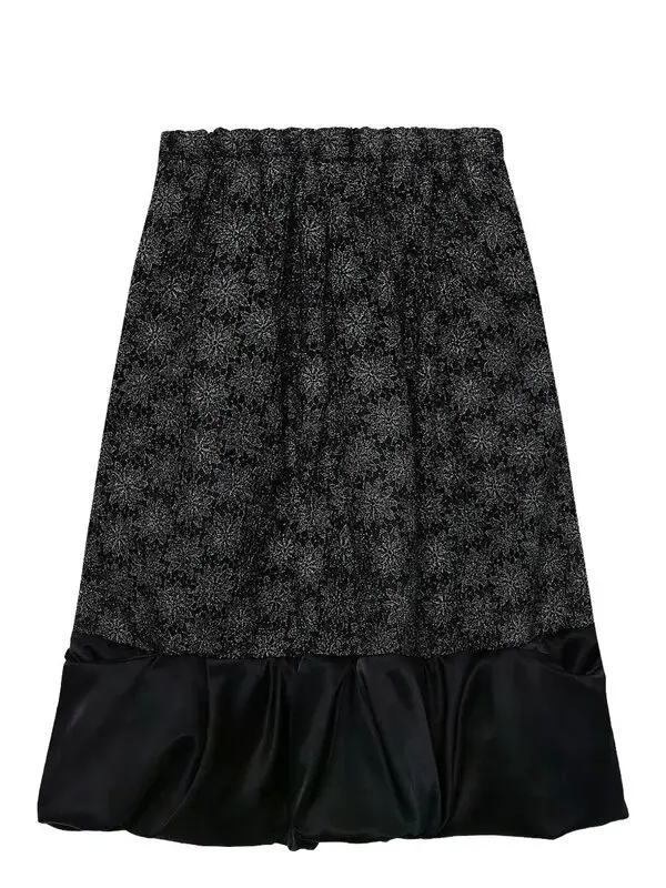 Comme Des Garçons Floral-print Midi Skirt - Black