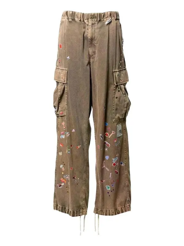 Mihara Yasuhiro Printed Cargo Trousers - Brown