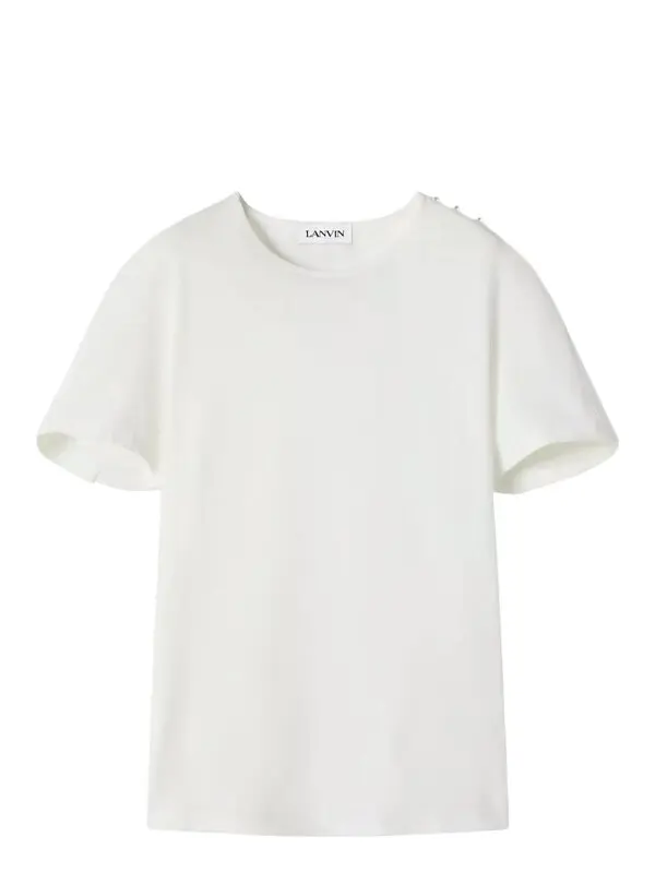 LANVIN Pearl-detail Cotton Top - White