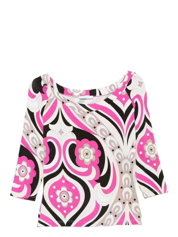 Emilio Pucci Floral-print Long-sleeved Top - Pink