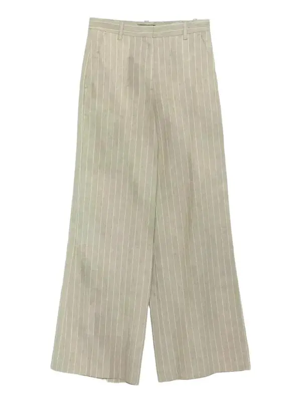 Maje Striped Straight Trousers - Green