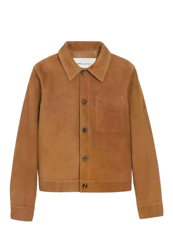 AMI Paris Suede Buttoned Jacket - Brown