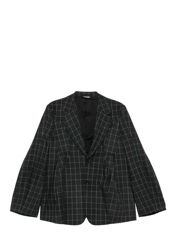 Comme Des Garçons Windowpane Check Tailored Blazer - Black