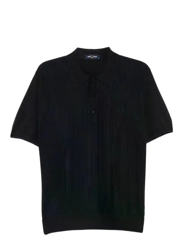 Fred Perry Tonic Waffle Polo Shirt - Black
