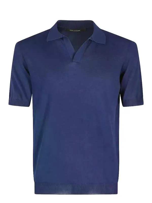 Tagliatore V-neck Short-sleeve Polo Shirt - Blue
