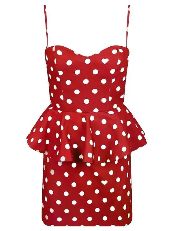 Fiorucci Polka-dot Peplum Mini Dress - Red