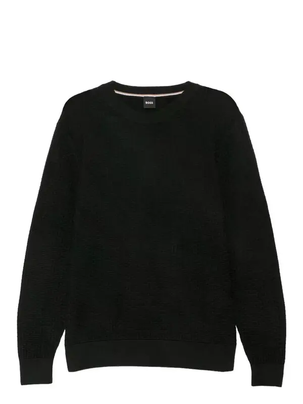 BOSS Textured Pullover Sweater - Black