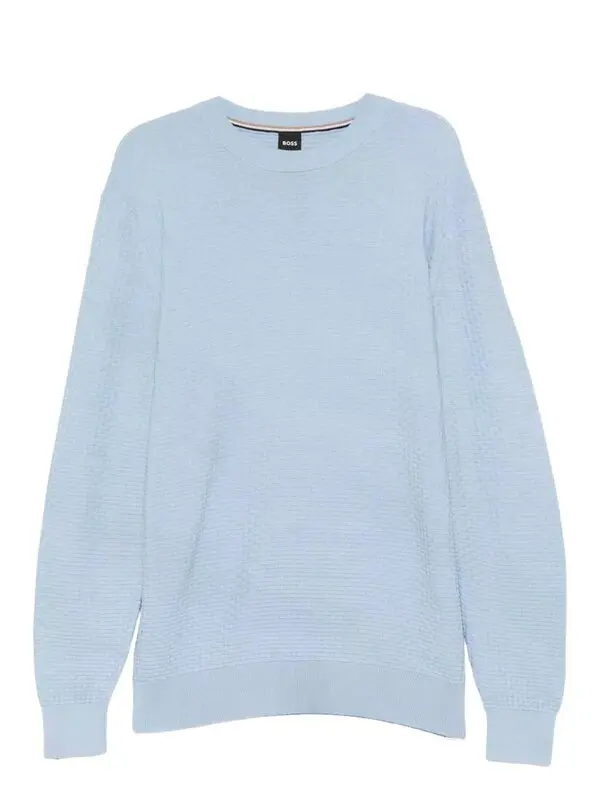 BOSS Textured Crew Neck Sweater - Blue