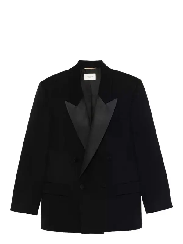 Saint Laurent Double-breasted Peak-lapel Blazer - Black