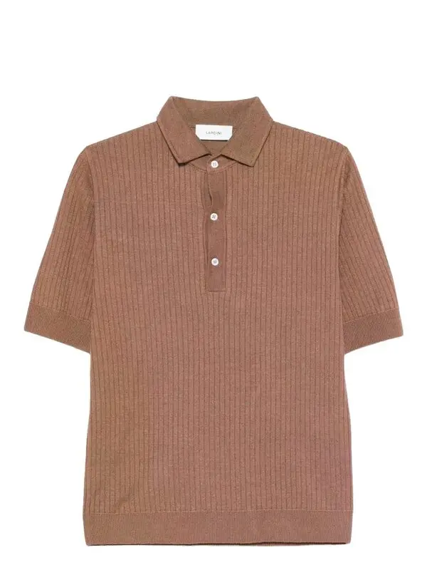 LARDINI Ribbed Polo Shirt - Brown