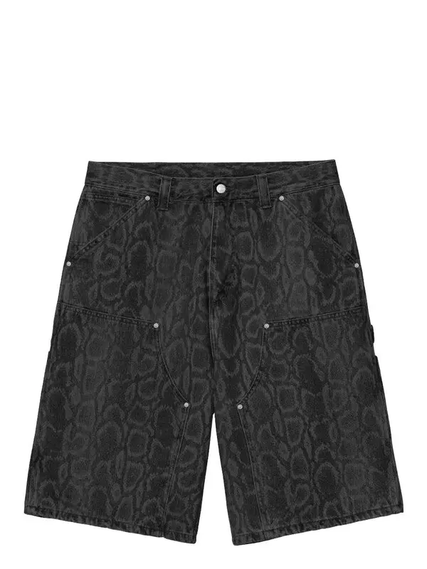 Carhartt Work In Progress Og Double Knee Snake Print Shorts - Black