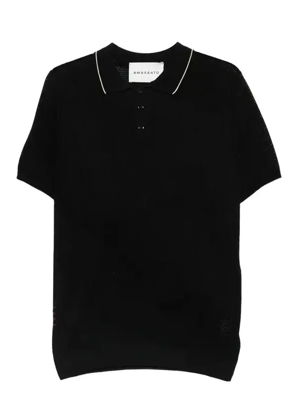 AMARANTO Perforated Polo Shirt - Black