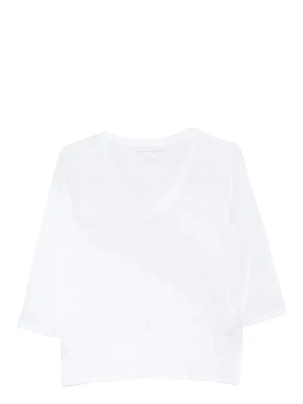 Majestic Filatures V-neck Three-quarter Sleeve T-shirt - White