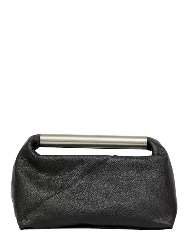 MAISON MARGIELA Leather Tote Bag With Metal Handle - Black
