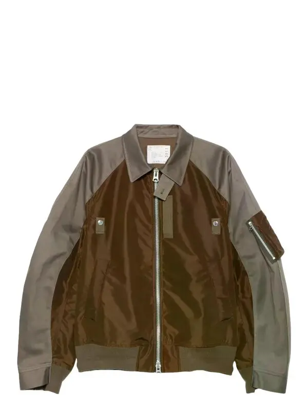 Sacai Zipped Panelled Jacket - Brown