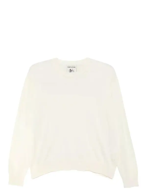 SEMICOUTURE Crew-neck Logo Sweater - Neutrals