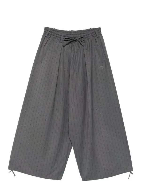 Y3 Pinstripe Wide Leg Trousers - Grey