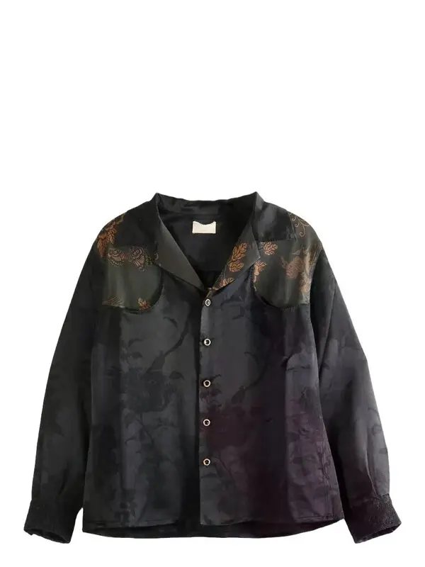 COMMUNS Floral-jacquard Shirt - Black