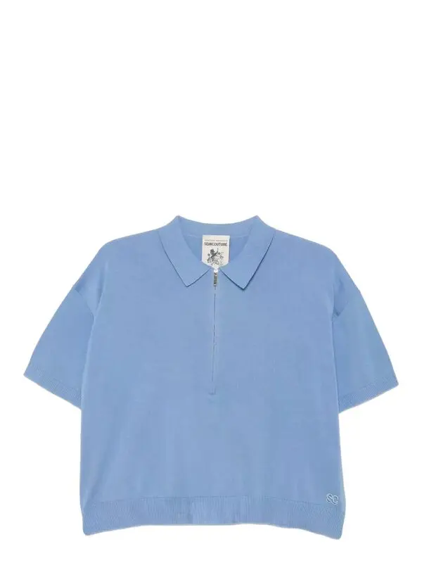 SEMICOUTURE Short-sleeve Polo Top - Blue