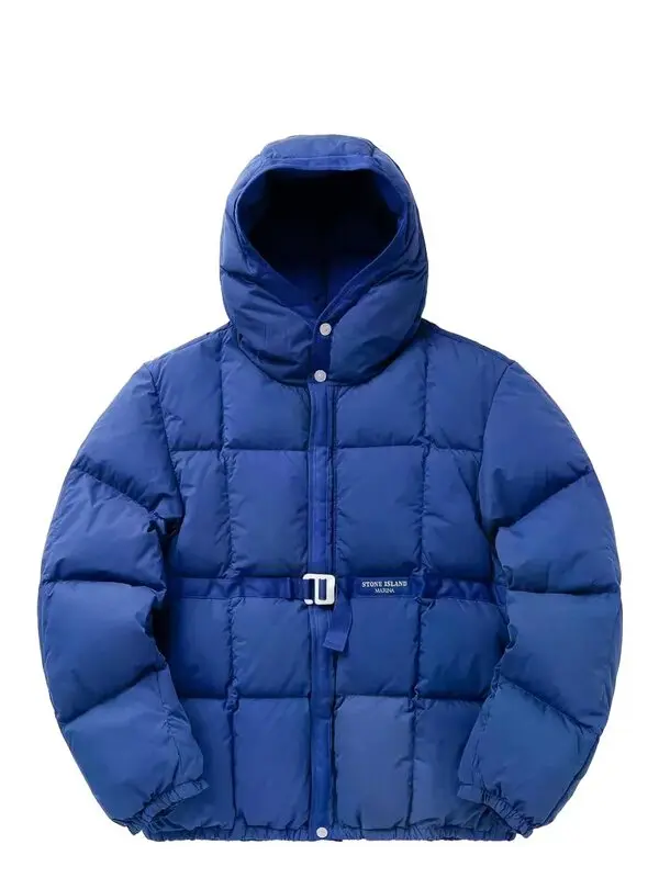 Stone Island Hooded Buckled Jacket - Blue
