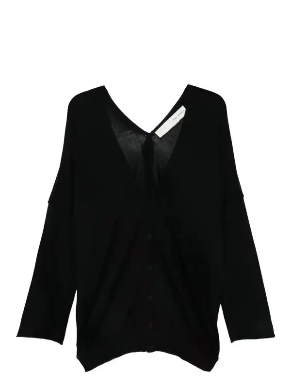 Isabel Benenato V-neck Buttoned Cardigan - Black