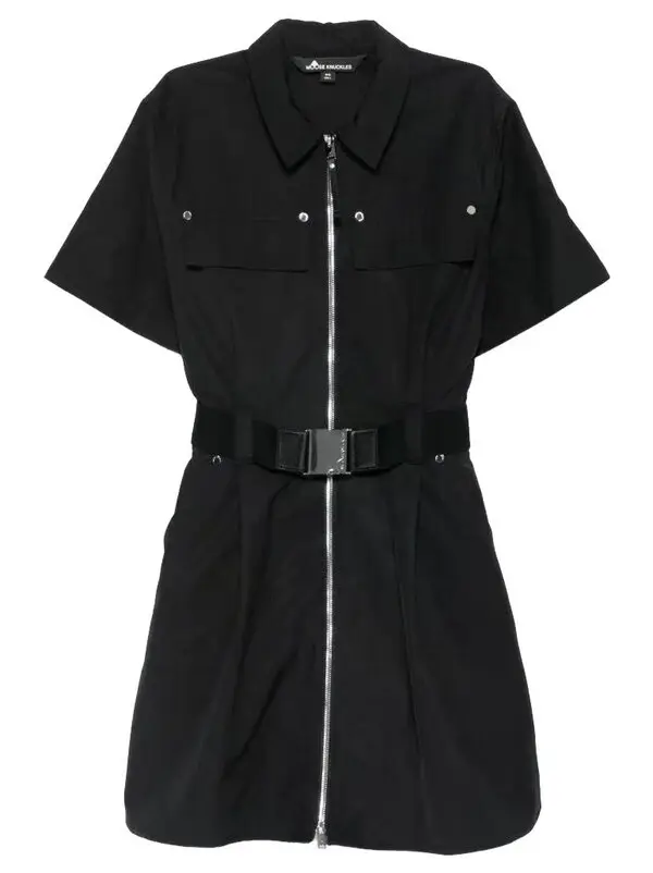 Moose Knuckles Belted Zip-up Mini Shirt Dress - Black