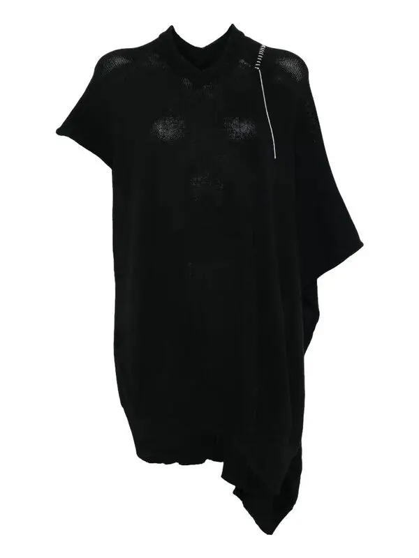 Isabel Benenato Asymmetric Poncho - Black
