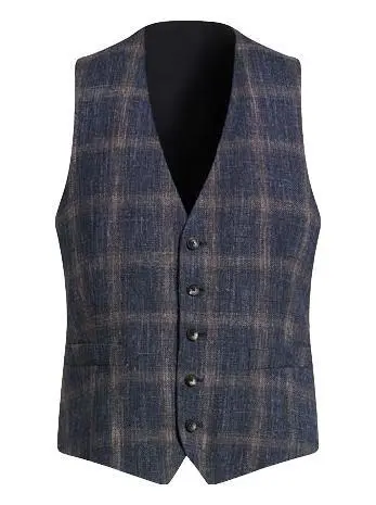 LARDINI Tailored Vest In Wool, Cotton, And Linen - Navy