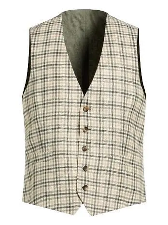 LARDINI Tailored Vest In Wool, Linen, And Silk - Sage Green
