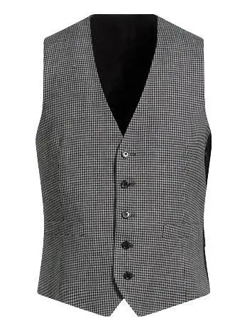 LARDINI Tailored Vest In Wool, Linen, And Cotton - Black