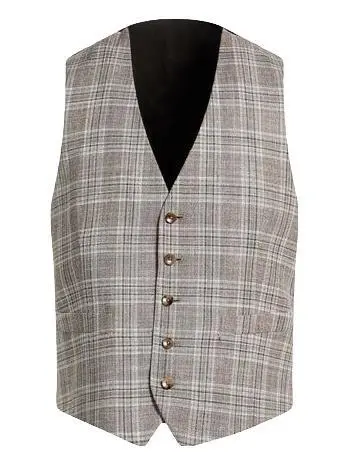 LARDINI Tailored Vest In Wool, Silk, And Linen Blend - Brown