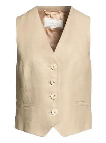 Peserico Tailored Linen Vest With Appliqués - Beige