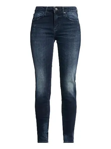 Armani Exchange Tapered Jeans With Leather Trims - Blue