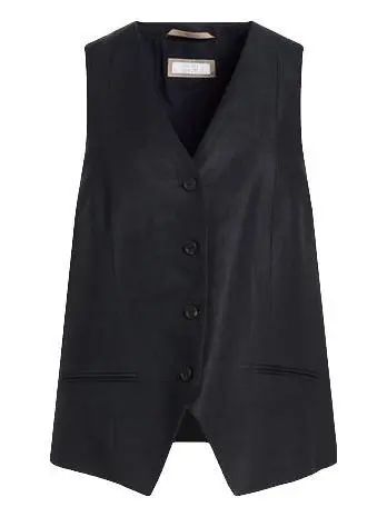 Peserico Tailored Linen Vest - Blue