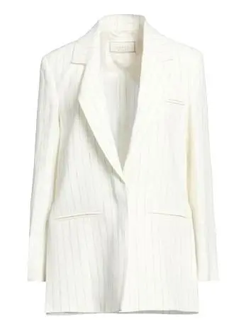 Peserico Linen Striped Single-breasted Blazer - White
