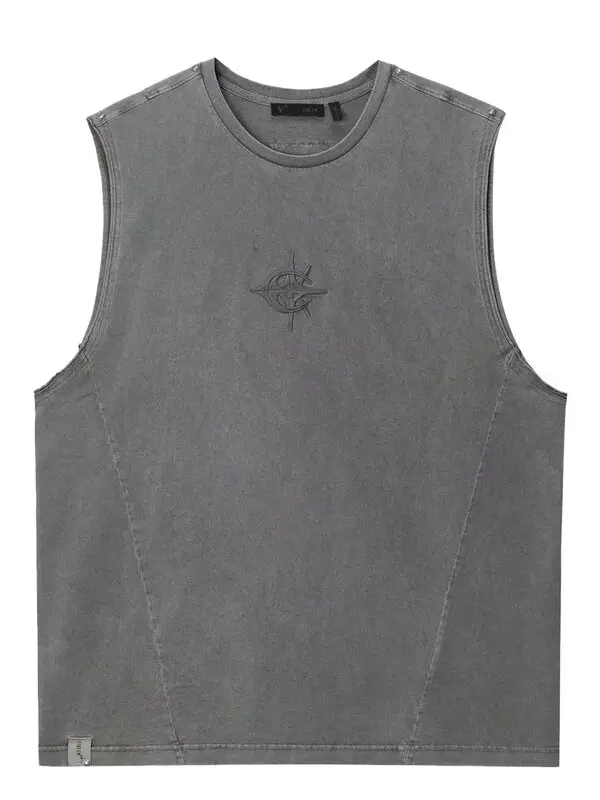 FIVE CM Embroidered Sleeveless T-shirt - Grey