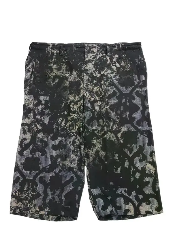 Yohji Yamamoto Patterned Cropped Trousers - Black