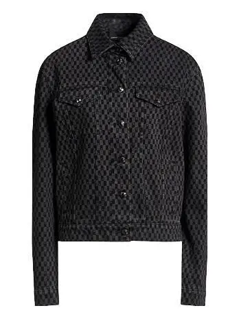 Costume National Denim Trucker Jacket With Geometric Print - Black