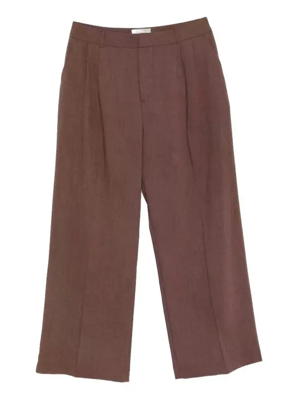 THESTROY Pleated Straight Leg Trousers - Brown