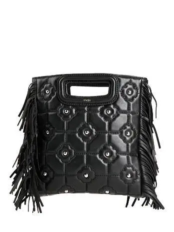 Maje Leather Handbag With Appliqués - Black
