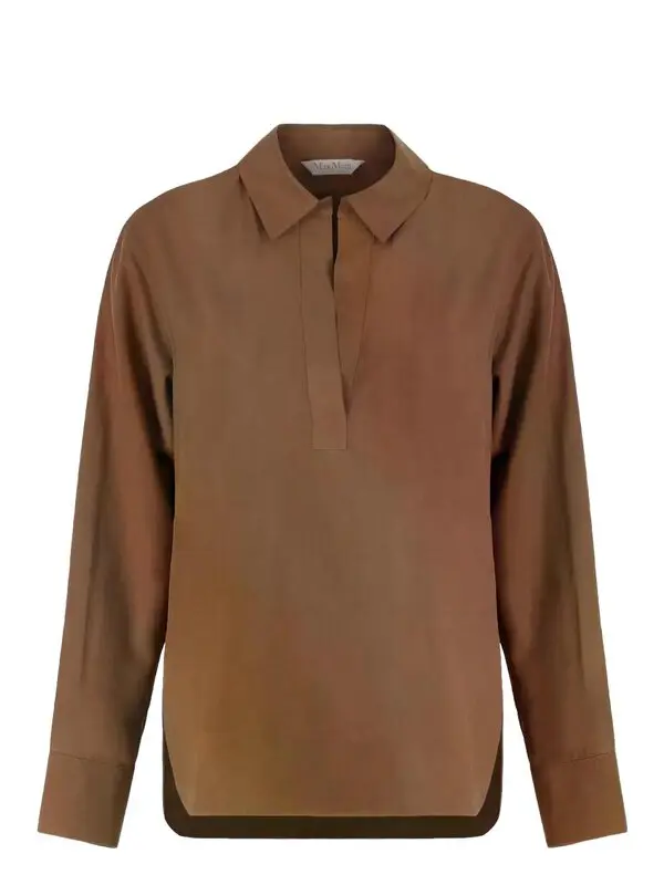 Max Mara Rounded Hem Silk Shirt - Brown