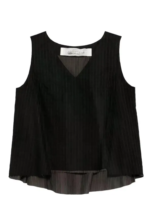 INDIVIDUAL SENTIMENTS Striped V-neck Blouse - Black