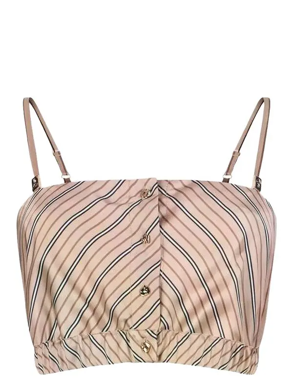 Liu Jo Striped Button Crop Top - Neutrals